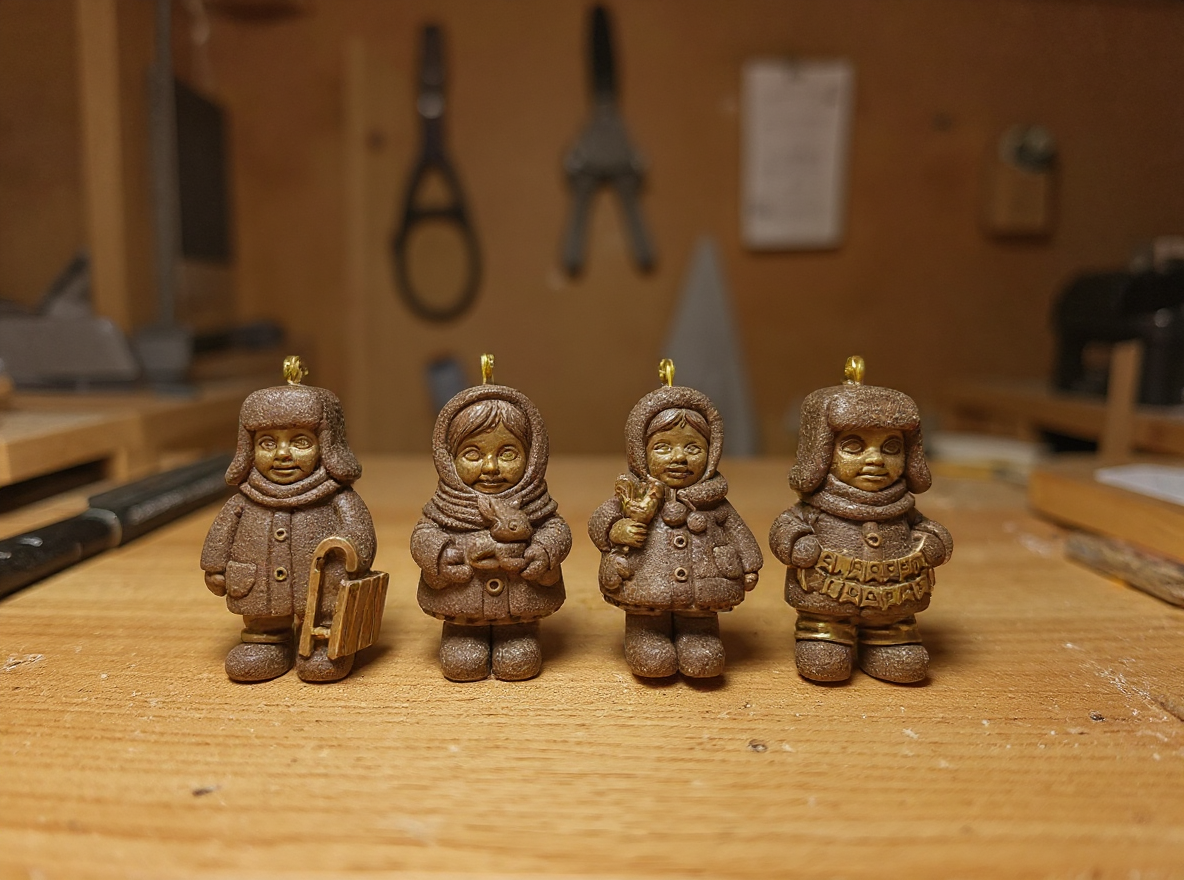 Набор елочных игрушек Ms.Octopus "Под дерево" 2d, дети СССР, гипс, ручная роспись