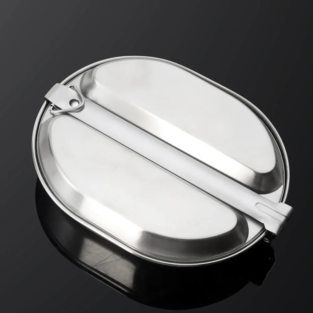 Ланч-бокс из нержавеющей стали со складной ручкой, уличная посуда для кемпинга, контейнер для хранения еды, коробка для бенто, обеденная миска для пикника