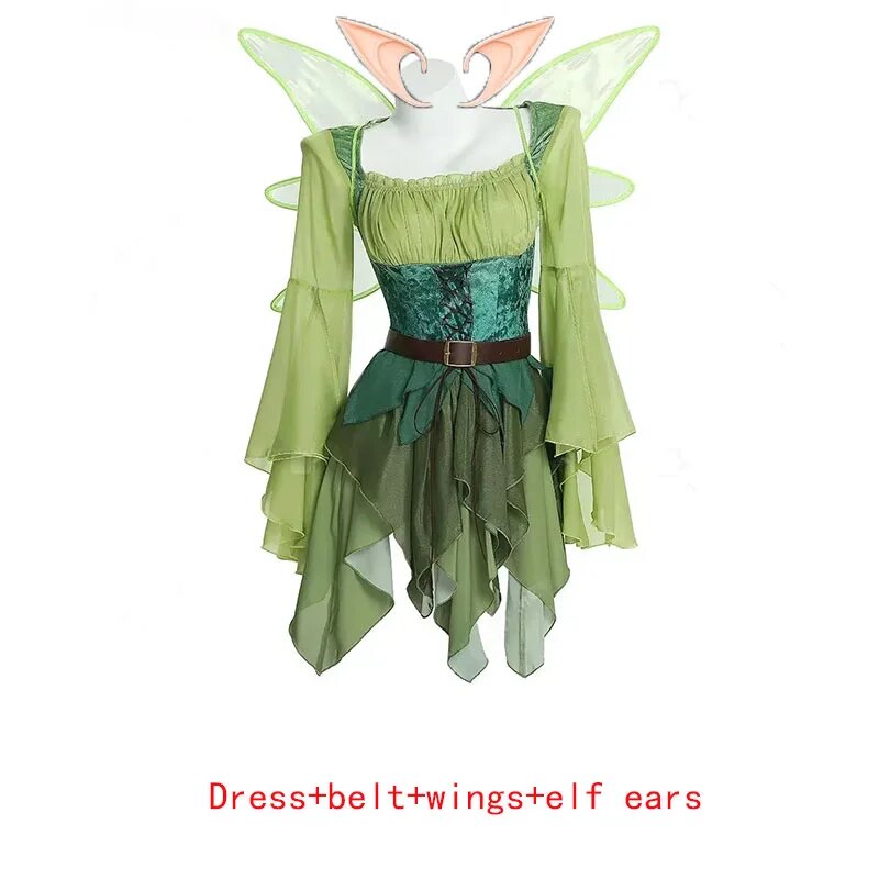 Зелёное платье эльфа для косплея XXL, Style 3
