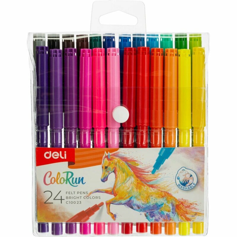 Фломастеры набор Deli ColoRun вентилир. 24цв. пакет с европодвес, EC10023