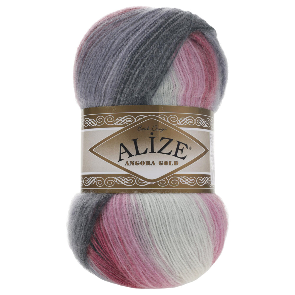 Пряжа для вязания Alize Angora gold batik 1602 розовый серый 100 гр/550 м 20% шерсть, 80% акрил