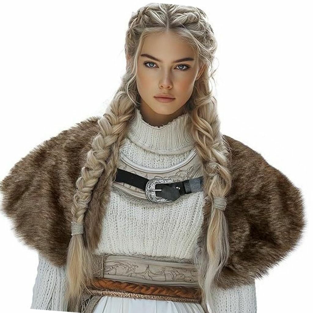 Средневековый плащ, костюм викинга, шаль из искусственной кожи-Цвет меха