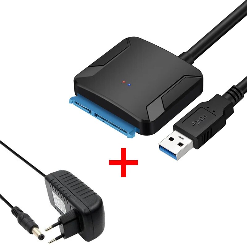 Внешний SATA HDD/SSD адаптер USB 3.0 с EU Plug, 45 см