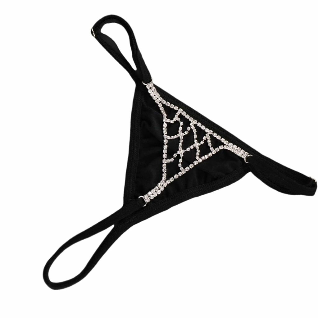 Трусики из сетки со стразами серебристого цвета