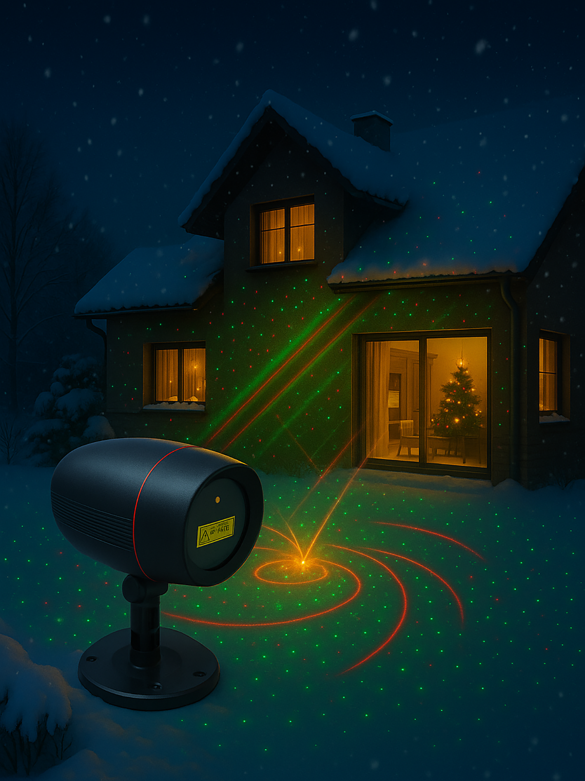 Новогодний проектор, новогодний лазерный проектор, уличный проектор, разноцветные точки