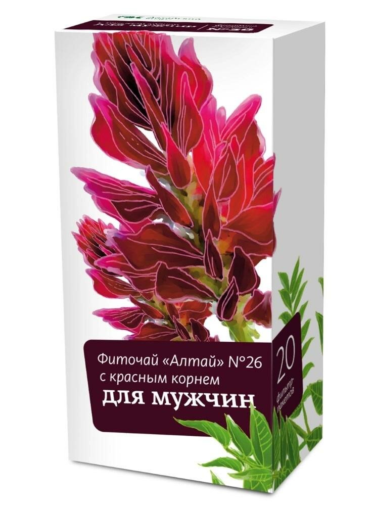 Чайный напиток Алтайский кедр "Алтай", №26, для мужчин, с красным корнем, 20 пакетиков