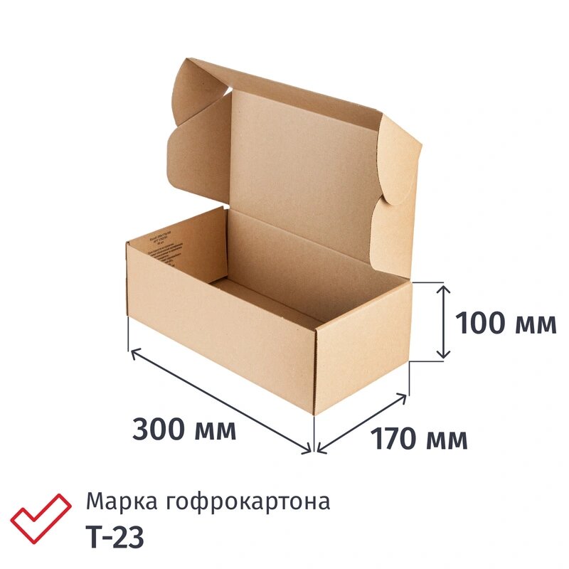 Гофрокороб самосборный 300х170х100 Т23Е бурый 50 шт/уп