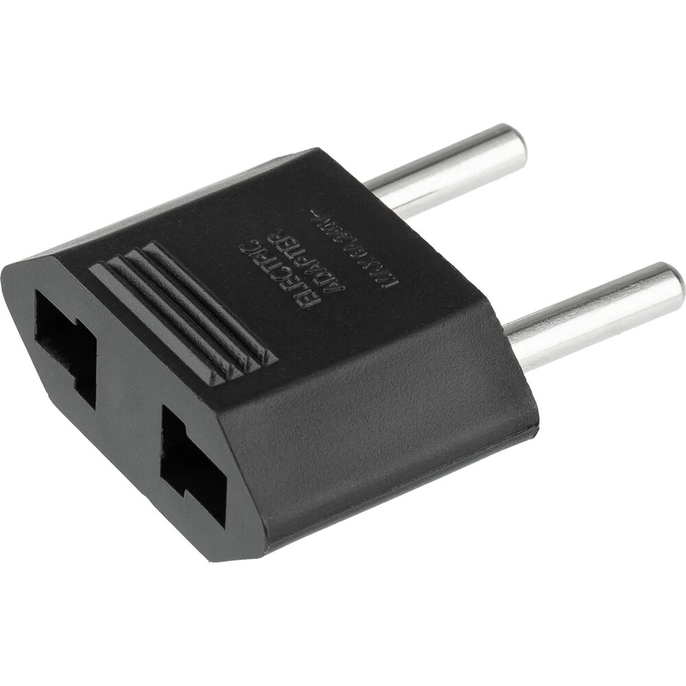 Сетевой адаптер (переходник) с Евро А/F на тонкую вилку С1, REXANT 6А черный -01, для подключения к розеткам