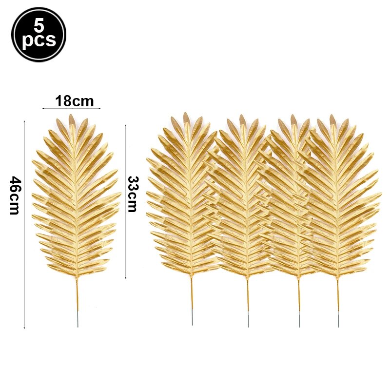 Искусственные золотые пальмовые листья EsenTroye 5pcs