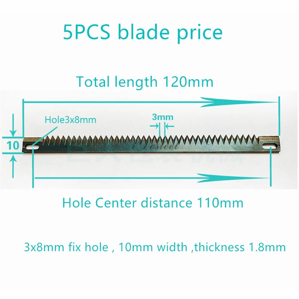 Станок для запечатывания чайных пакетиков, зубчатые лезвия, вертикальный нож для упаковочной машины, 5 шт, 12cm-3x8mm Hole