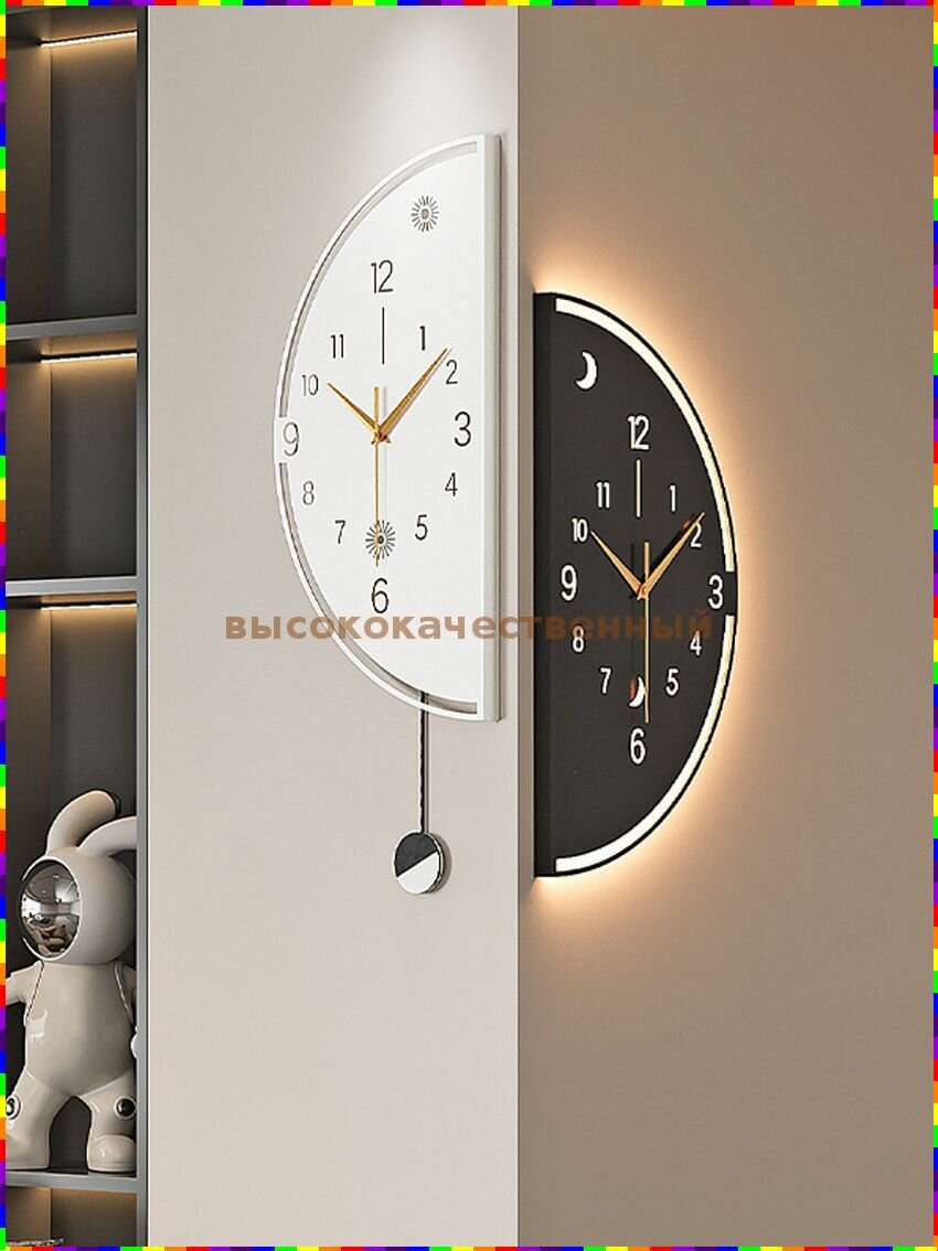 Угловые настенные часы с эффектом света солнца и луны