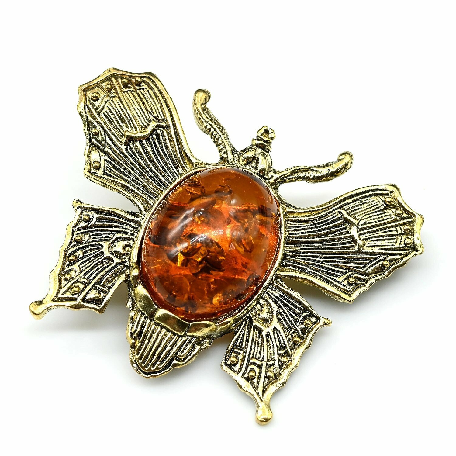 Брошь, янтарь
