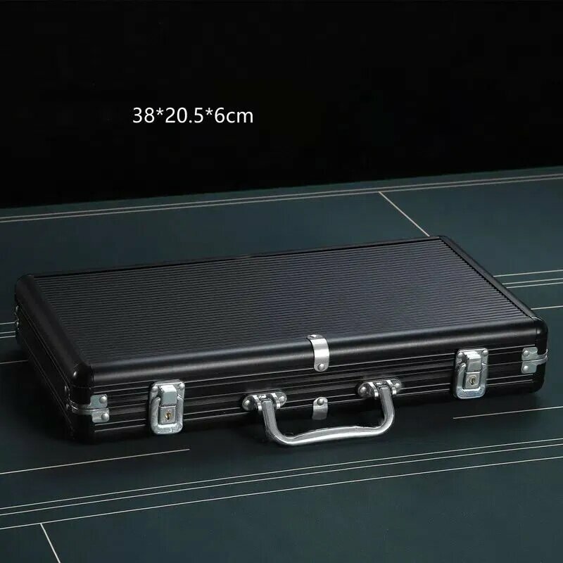 Кейс для фишек, металлический, 38х20.5х6 см, черный/серебристый