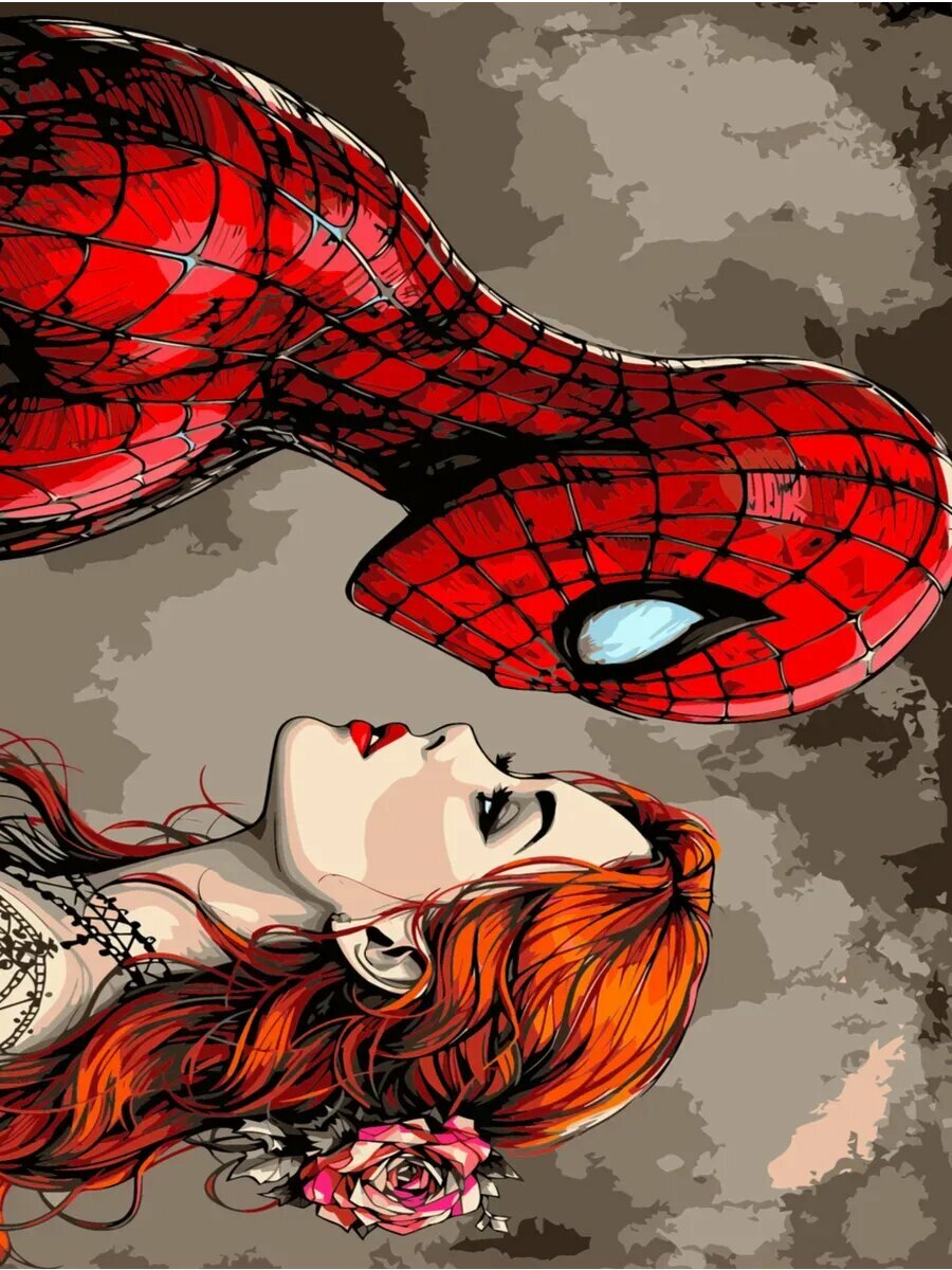 Картина по номерам человек паук и девушка