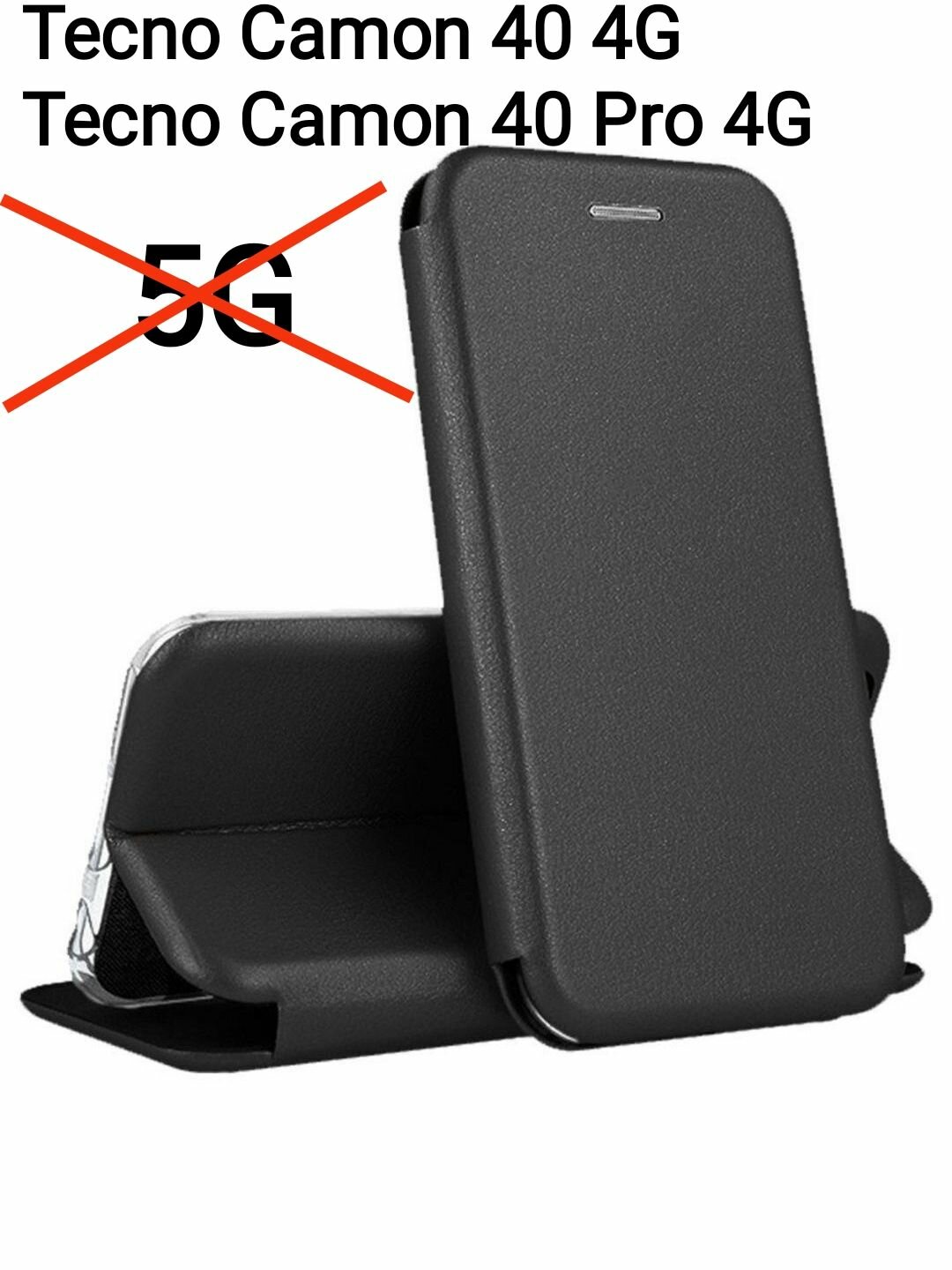 Tecno Camon 40 4G / 40 Pro 4G чёрный чехол-книжка, техно Камон 40 4ж, 5ж книга визитница, футляр, обложка на магните