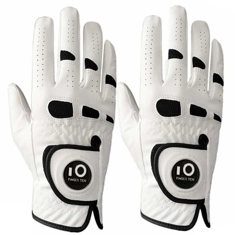 Перчатки для гольфа мужские кожаные мягкие с шариковым маркером, 2 шт, 3XL, Белый