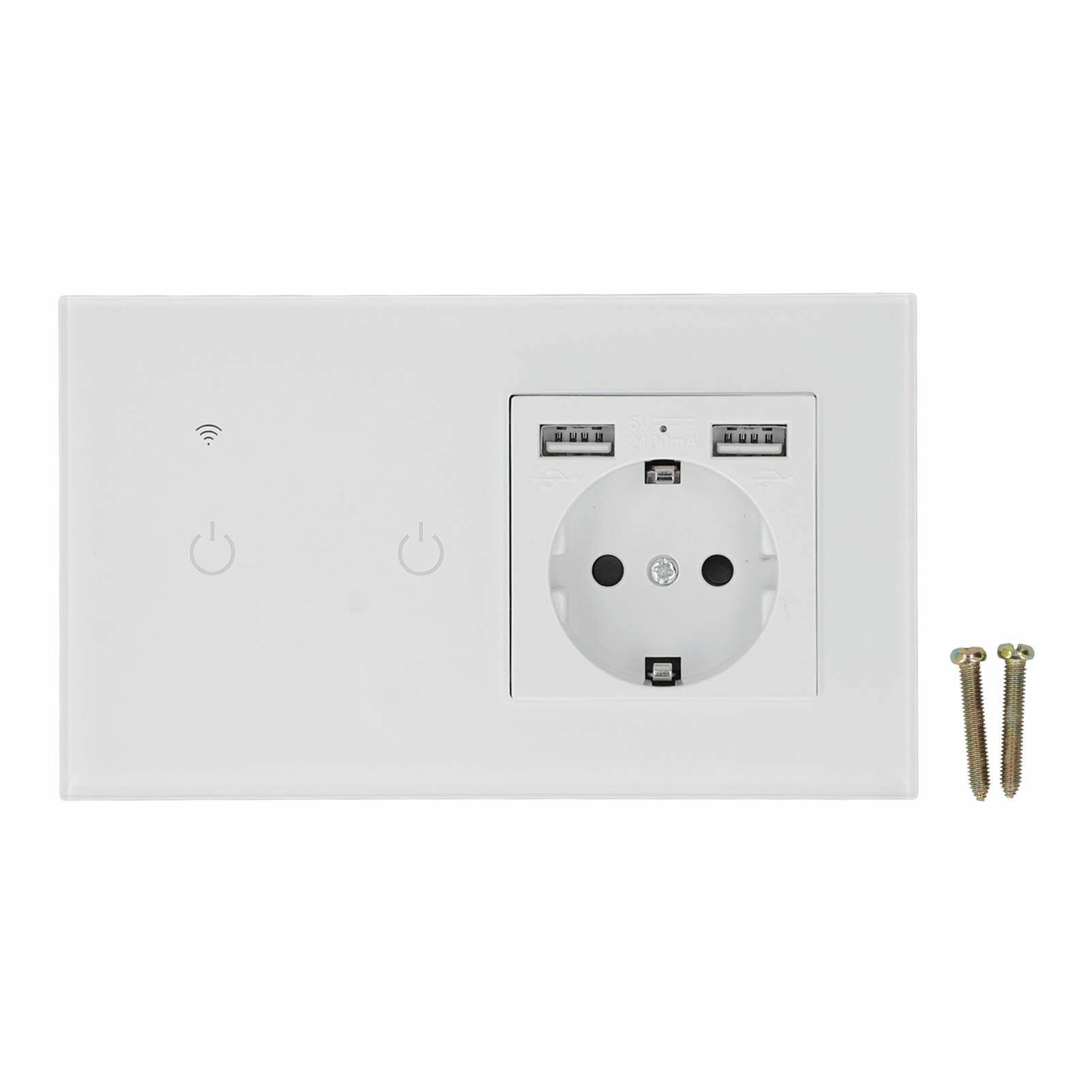 WiFi Smart Switch с двойной USB-скрытой настенной розеткой, APP Voice Touch Control