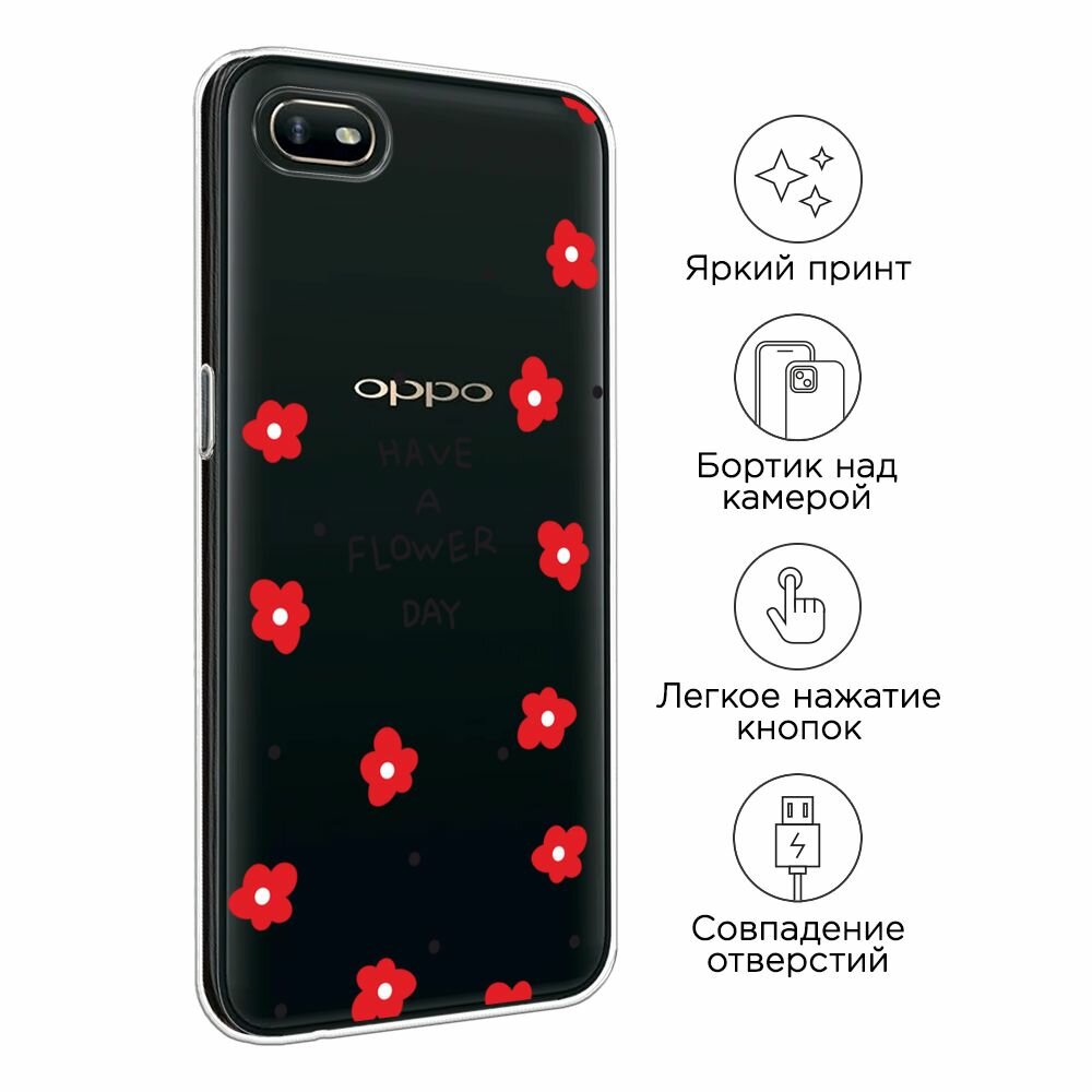 Чехол на Oppo A1k / Оппо А1к с принтом "Have a flower day 2", прозрачный — фото 1