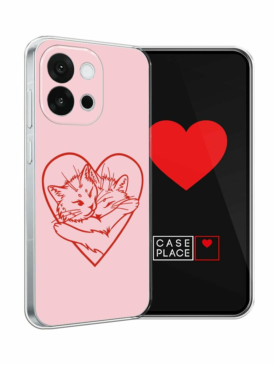 Чехол на OnePlus 13T / Ван Плас 13Т с принтом "Влюблённые котики рисунок 1 - 14 февраля" — фото 1