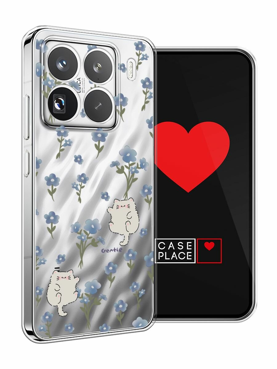 Чехол на Xiaomi 15 Pro / Сяоми 15 Про с принтом "Gentle cats", прозрачный — фото 1