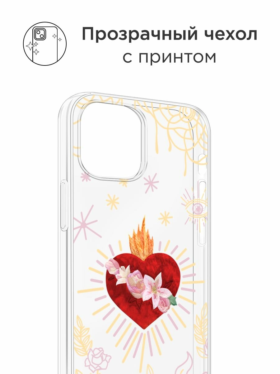 Чехол на Apple iPhone 6 Plus/6S Plus / Айфон 6 Плюс/Айфон 6С Плюс с принтом "Сердце в цветах", прозрачный — фото 1