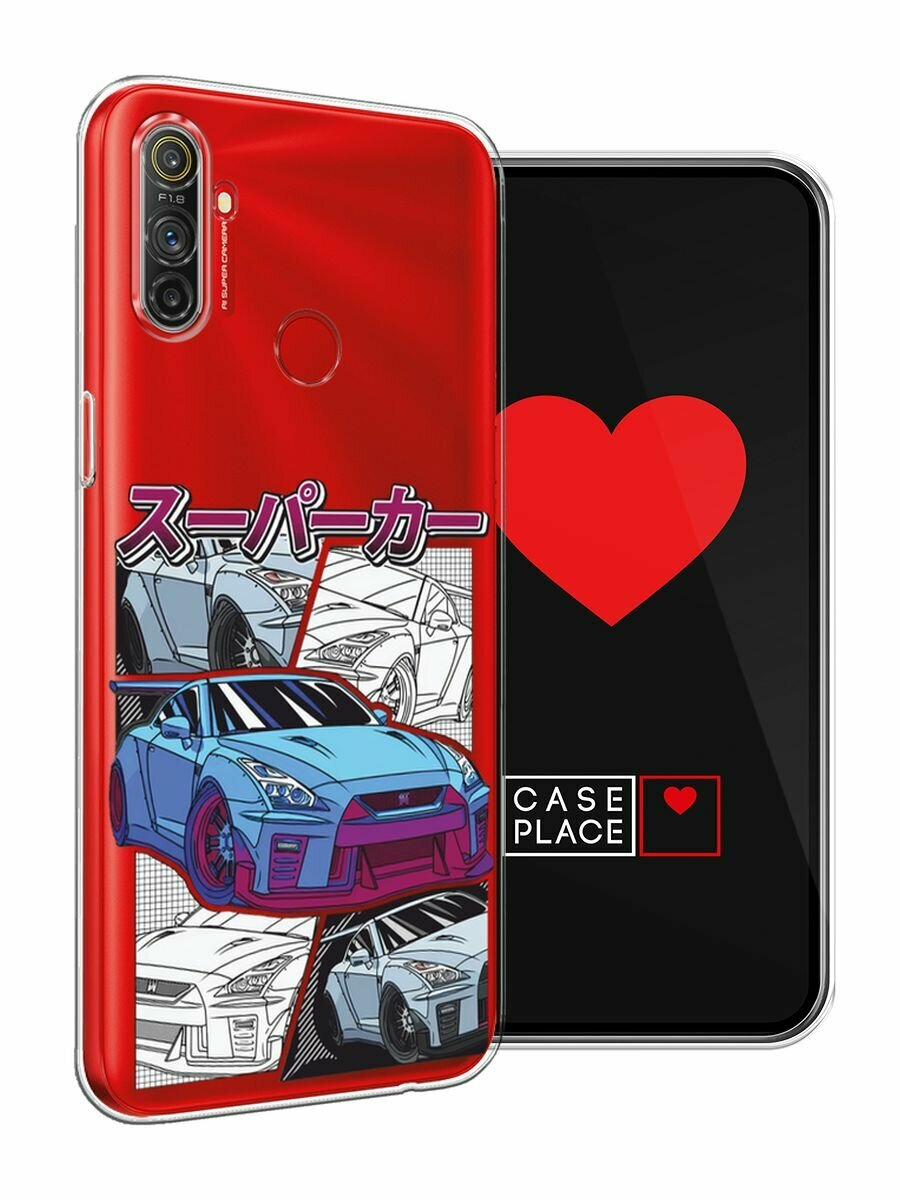 Чехол на Realme C3 / Реалми C3 с принтом "JDM коллаж", прозрачный — фото 1