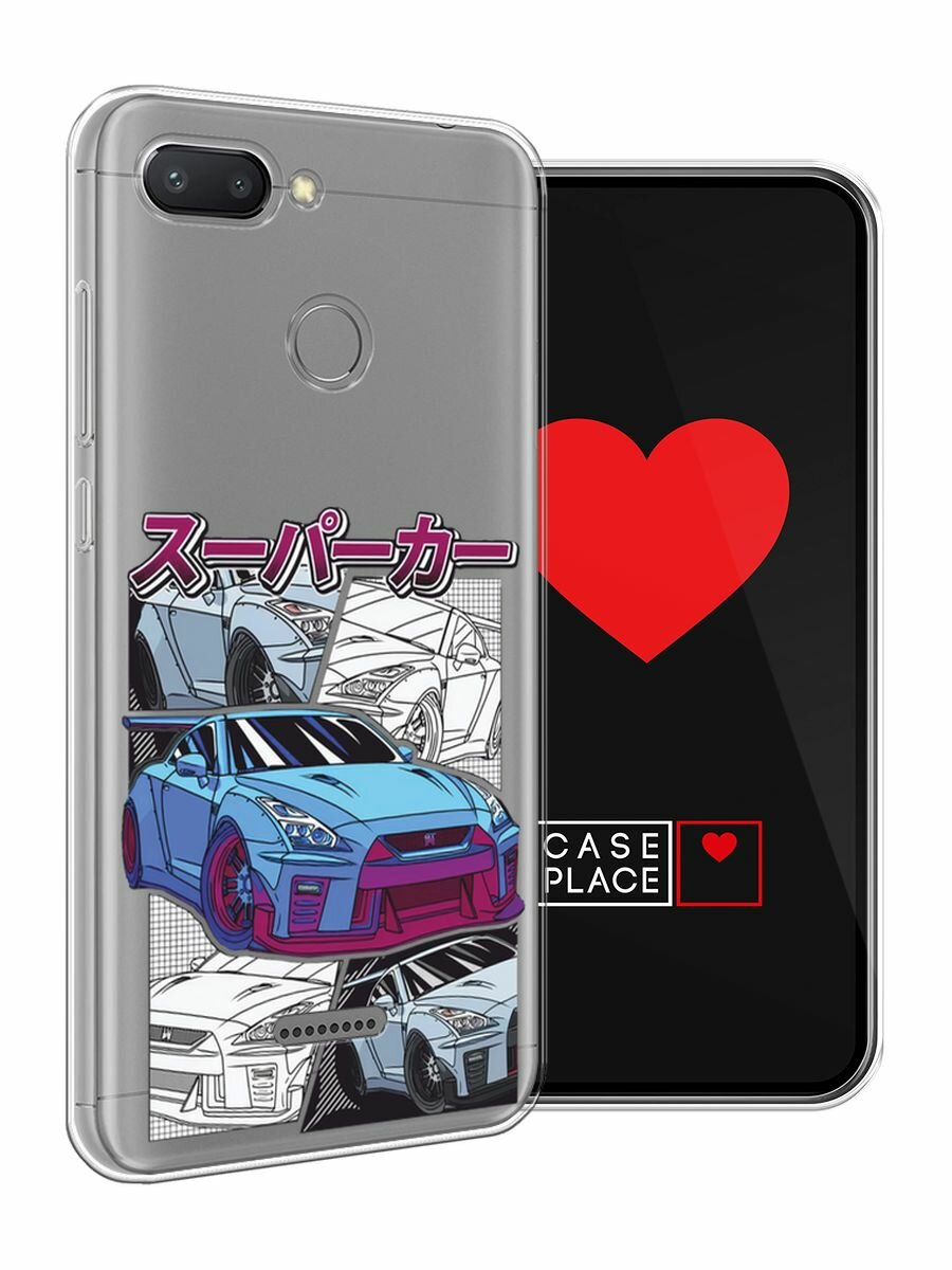 Чехол на Xiaomi Redmi 6 / Сяоми Редми 6 с принтом "JDM коллаж", прозрачный — фото 1