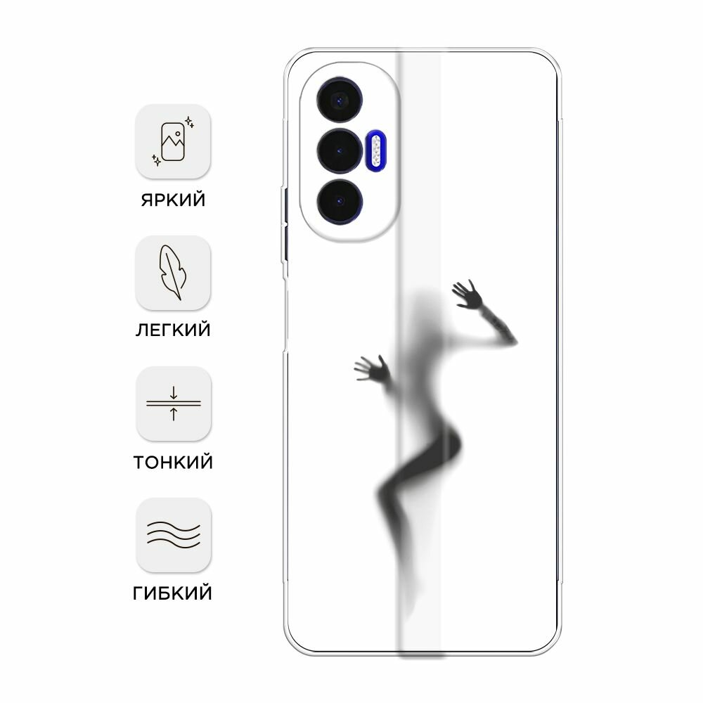 Чехол на Tecno Pova 3 / Текно Пова 3 с принтом "Девушка в душе" — фото 1