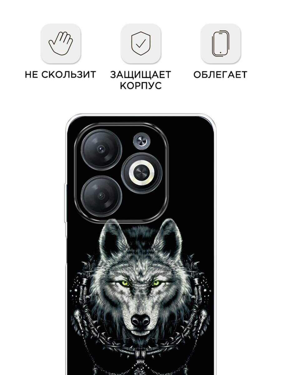 Чехол на Infinix Smart 8/8 HD/HOT 40i / Инфиникс Смарт 8/8 HD/HOT 40i с принтом "Волк оберег" — фото 1