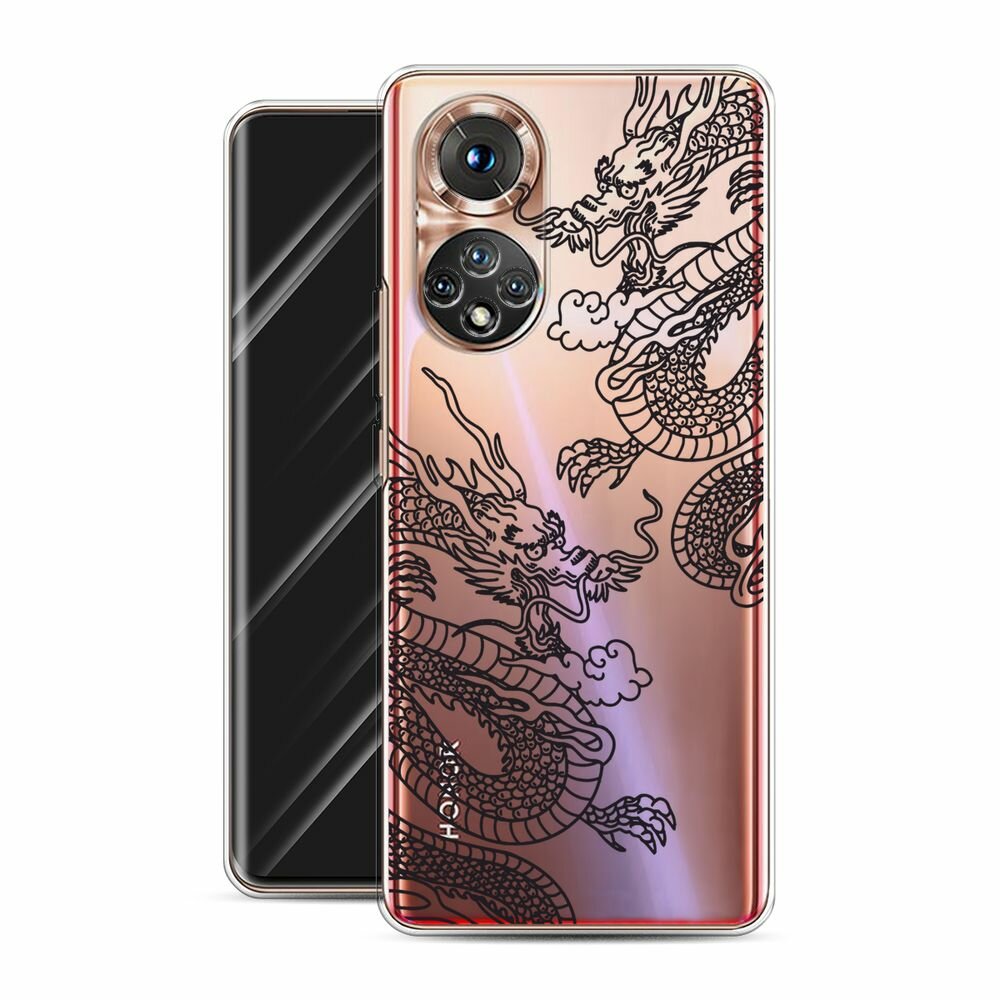 Чехол на Honor 50/Huawei Nova 9 / Хонор 50/Хуавей Нова 9 с принтом "Два китайских дракона", прозрачный — фото 1