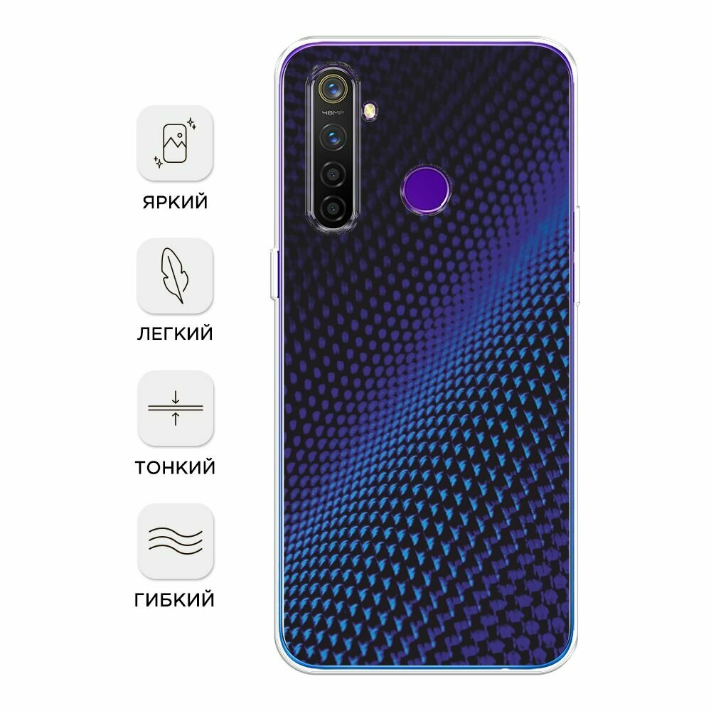 Чехол на Realme 5 Pro / Реалми 5 Про с принтом "Синий карбон" — фото 1