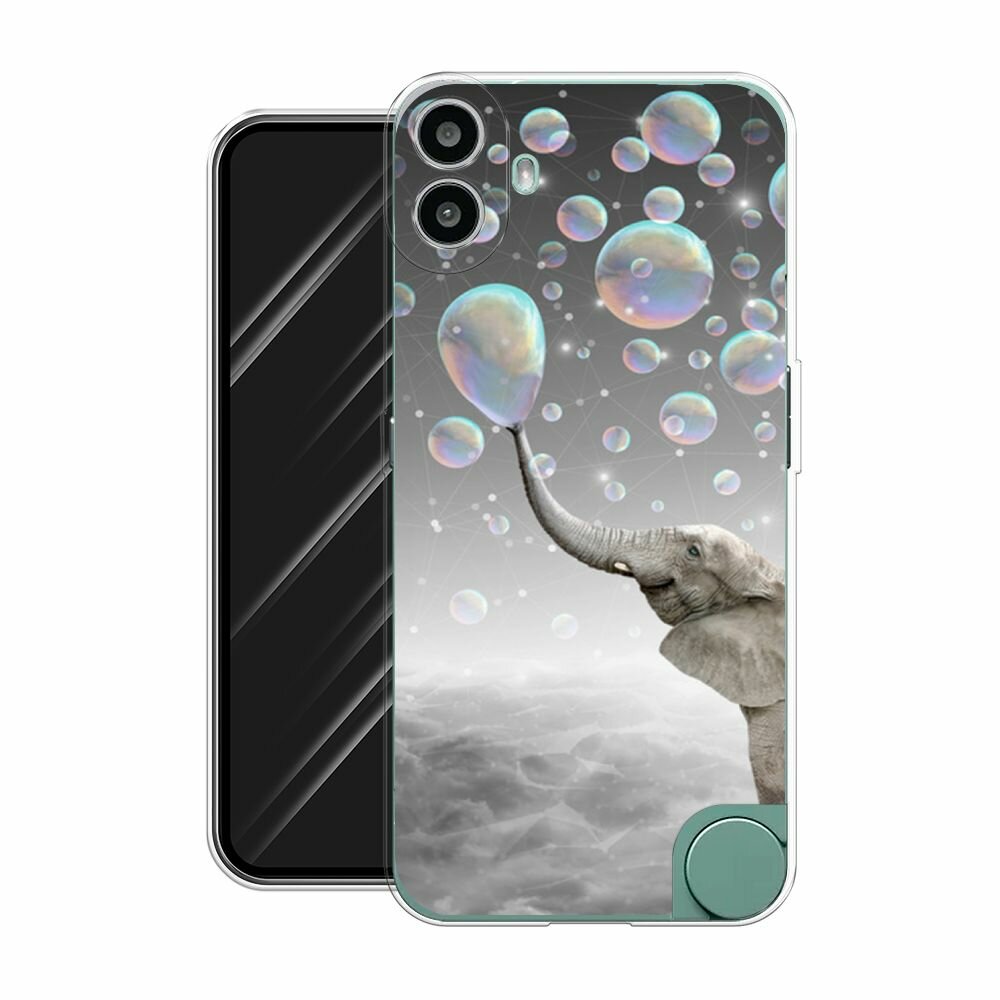 Чехол на CMF Phone 1 / CMF Фон 1 с принтом "Слон и мыльные пузыри" — фото 1