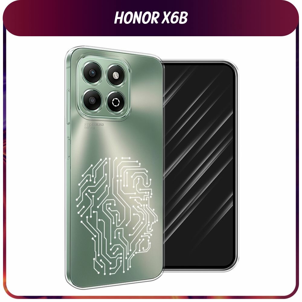 Чехол на Honor X6b / Хонор X6b с принтом Мозг программиста, прозрачный