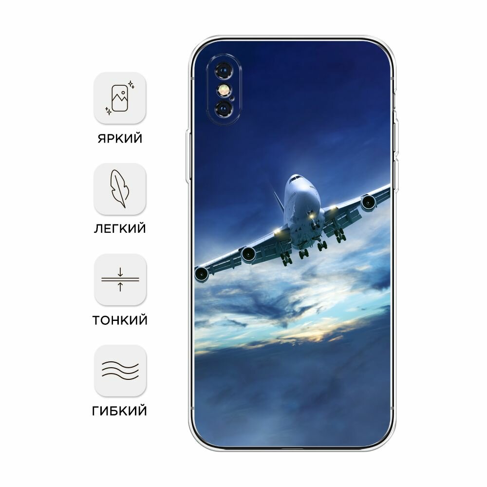 Чехол на Apple iPhone XS Max / Айфон XS Max с принтом "Самолет в небе" — фото 1