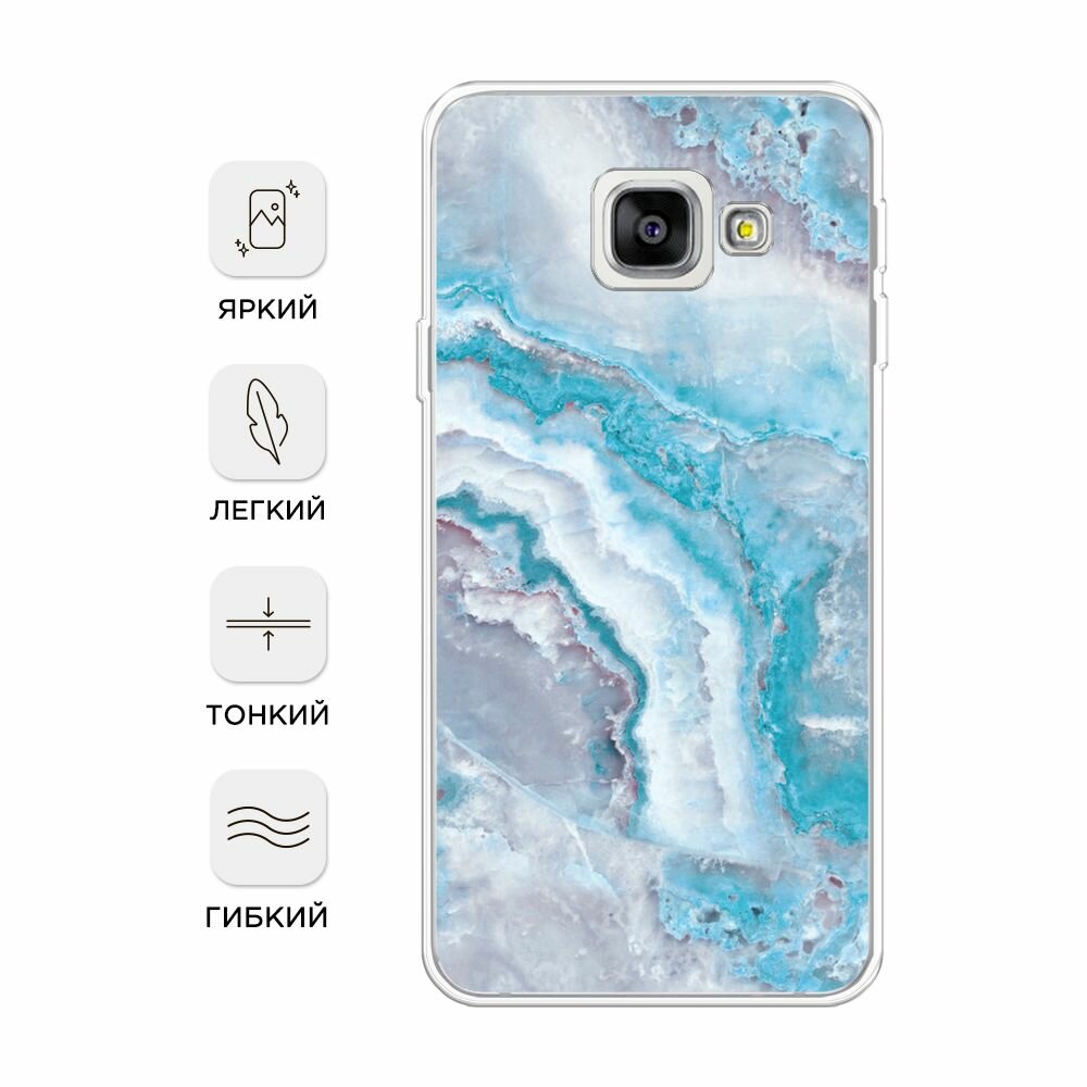 Чехол на Samsung Galaxy A3 2016 / Самсунг Галакси А3 2016 с принтом "Нежно-голубой мрамор" — фото 1