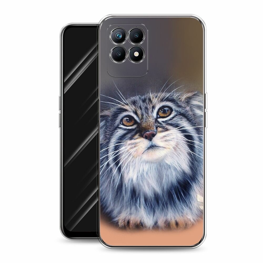 Силиконовый чехол на Realme 8i / Реалми 8i с принтом "Кот манул 2" — фото 1