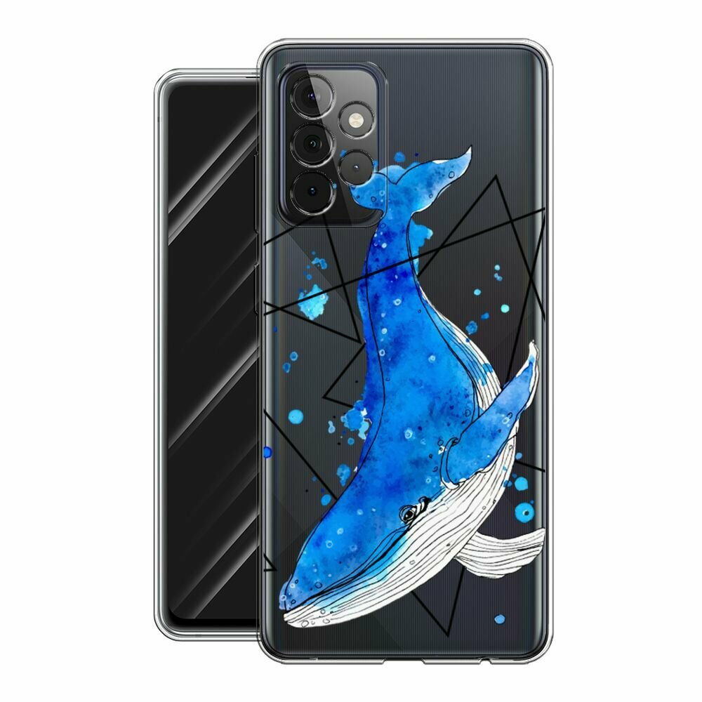 Чехол на Samsung Galaxy A72 / Самсунг Галакси А72 с принтом "Кит графика", прозрачный — фото 1