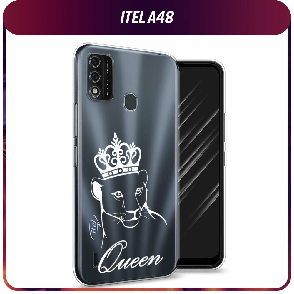 Чехол на Itel A48 / Ител А48 с принтом Львица правительница, прозрачный
