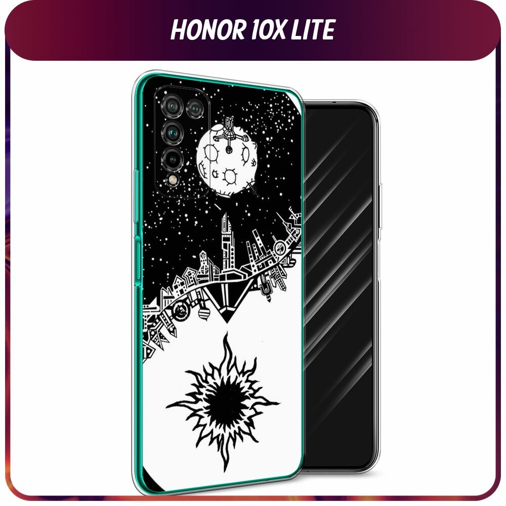 Чехол на Honor 10X Lite / Хонор 10X Лайт с принтом "Инь янь геометрия"