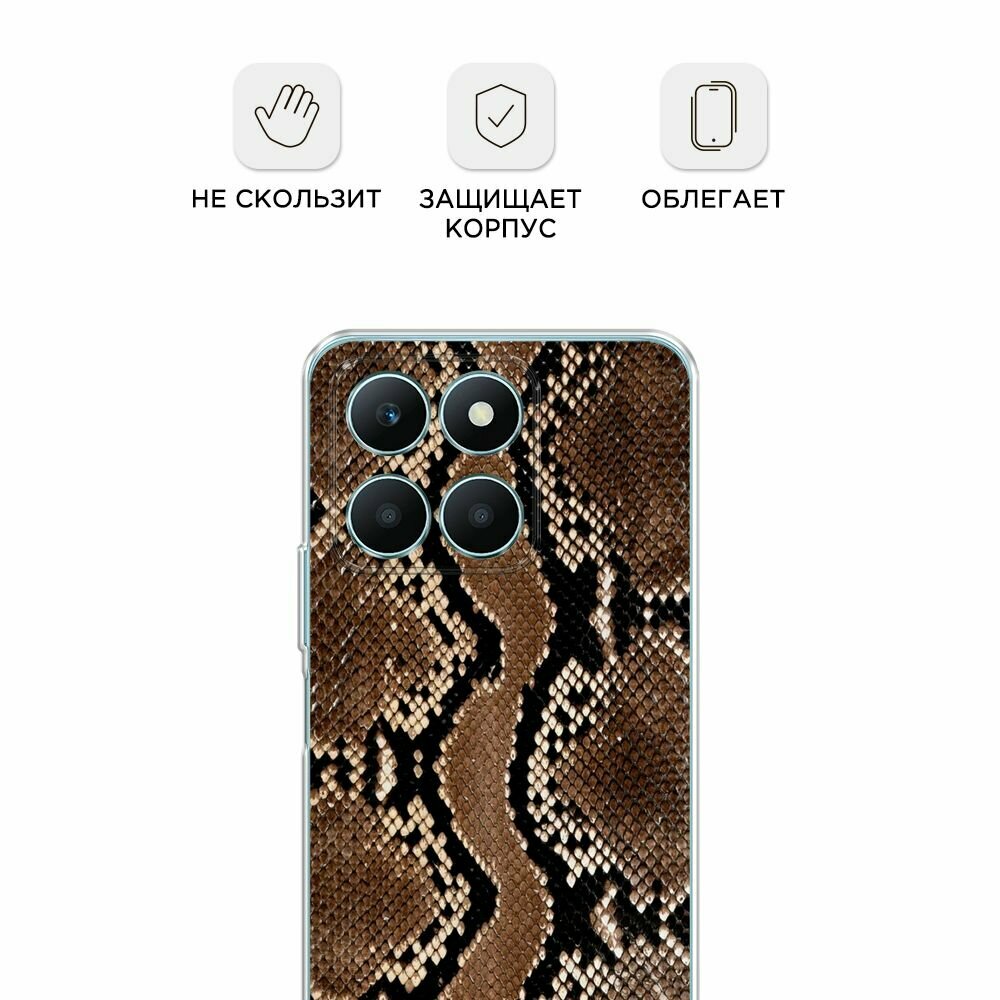 Силиконовый чехол на Honor X6A / Хонор X6A с принтом Кожа питона — фото 1