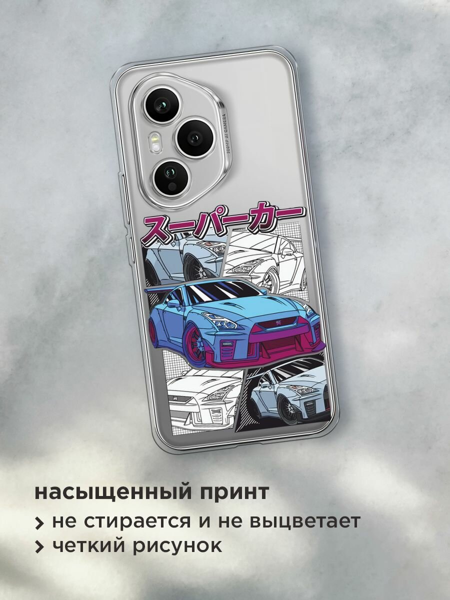 Чехол на Honor 400 Pro / Хонор 400 Про с принтом "JDM коллаж", прозрачный — фото 1
