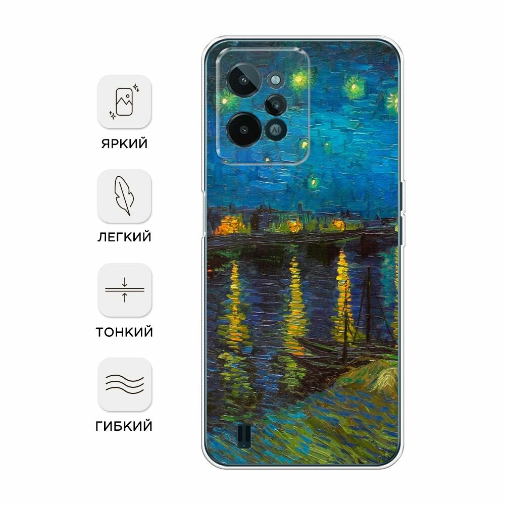 Силиконовый чехол на Realme C31 / Реалми C31 с принтом ночь над Роной — фото 1