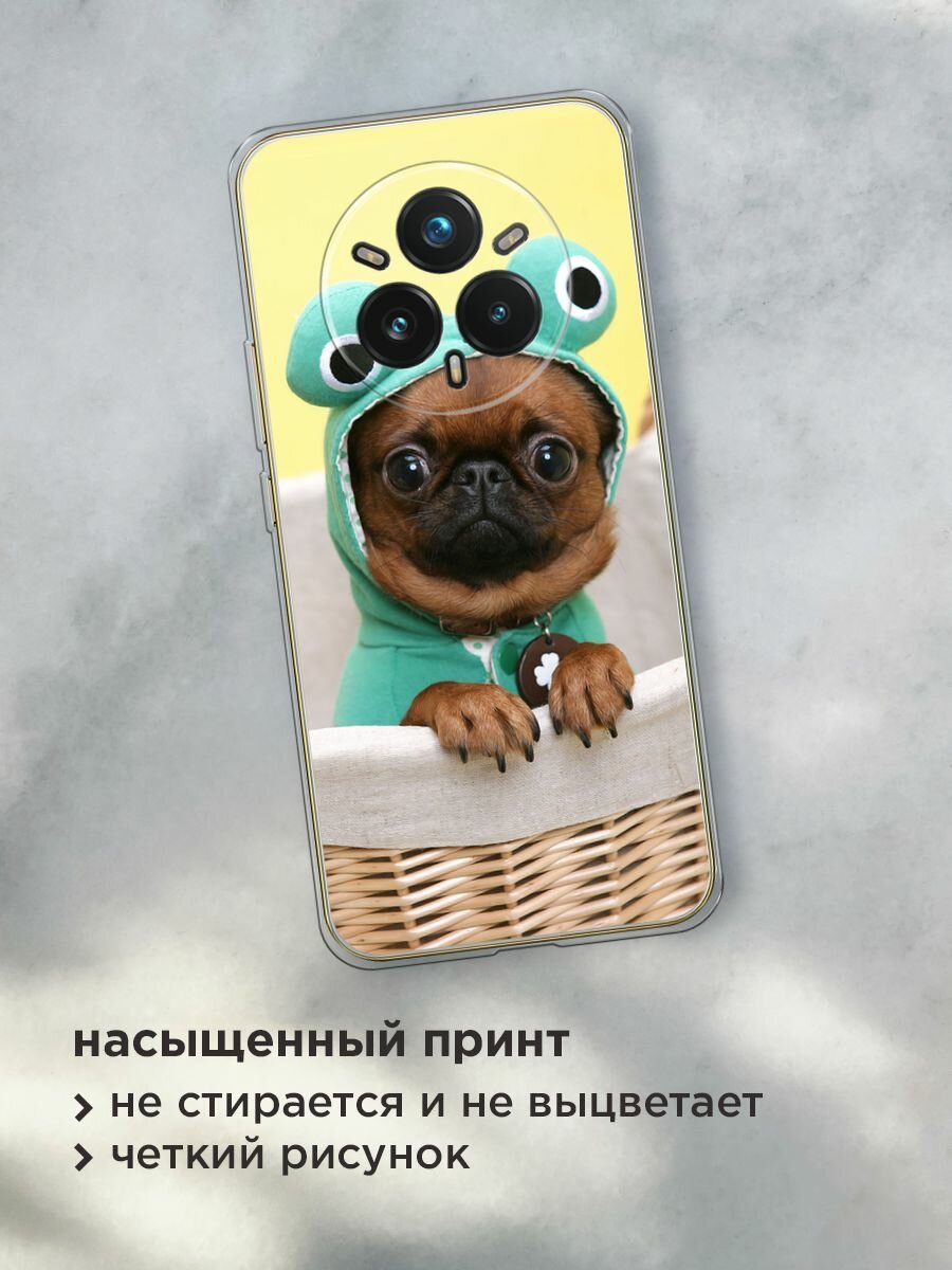 Чехол на Realme 14 Pro+ / Реалми 14 Про+ с принтом "Собачка в шапке лягушки" — фото 1