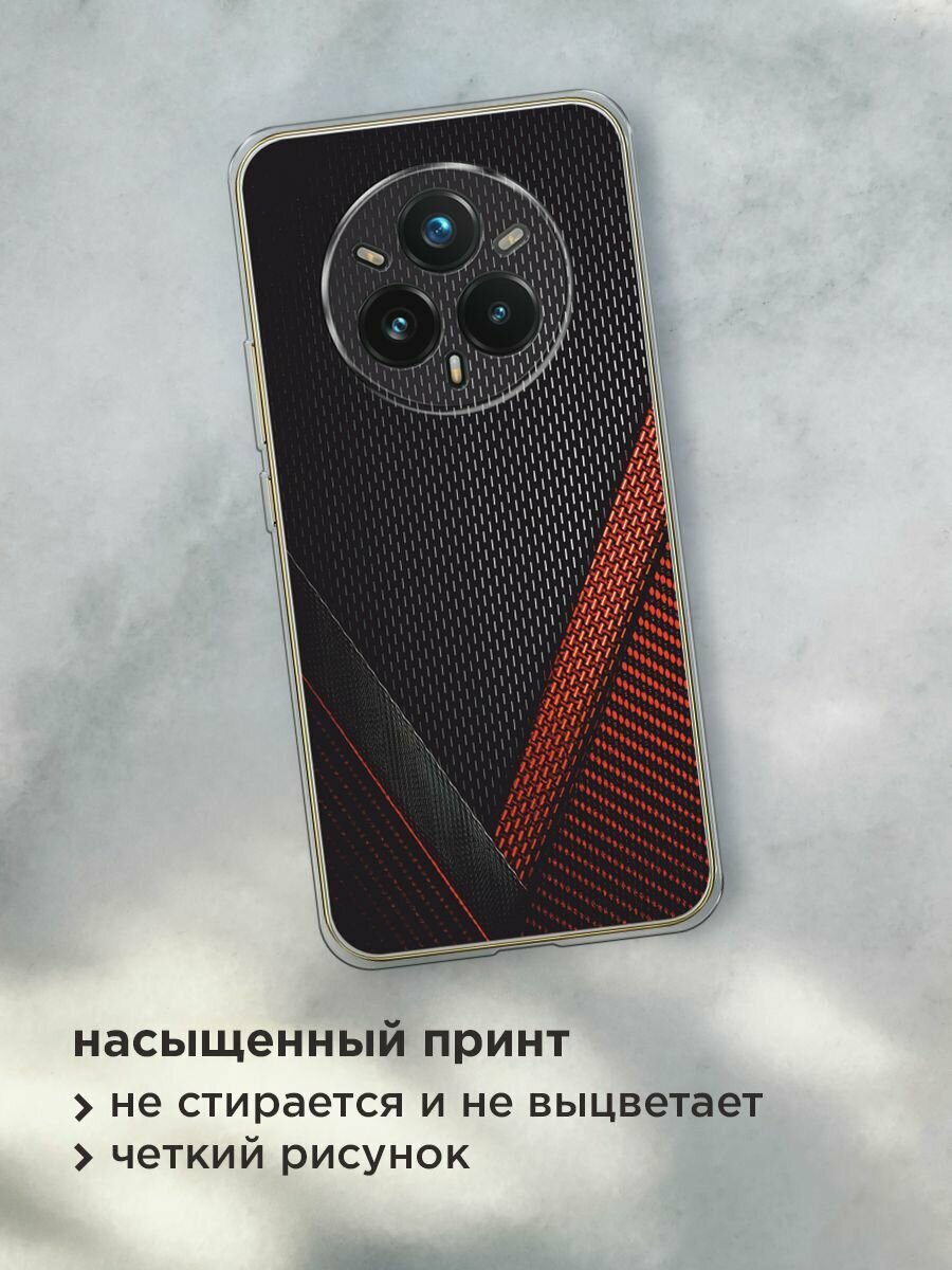 Чехол на Realme 14 Pro+ / Реалми 14 Про+ с принтом "Красный карбон" — фото 1