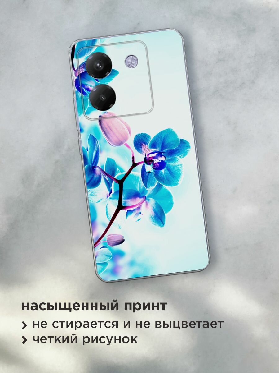 Чехол на Poco M7 Pro / Поко М7 Про с принтом "Голубая орхидея" — фото 1