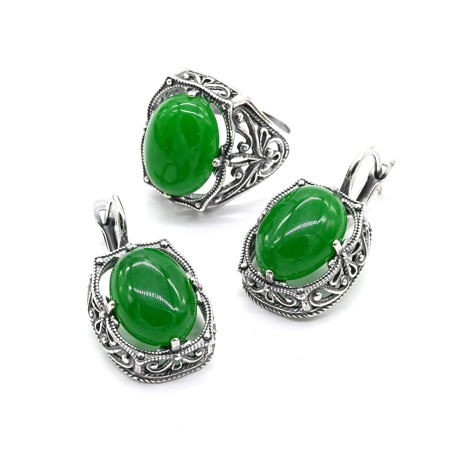 Комплект бижутерии, хризопраз