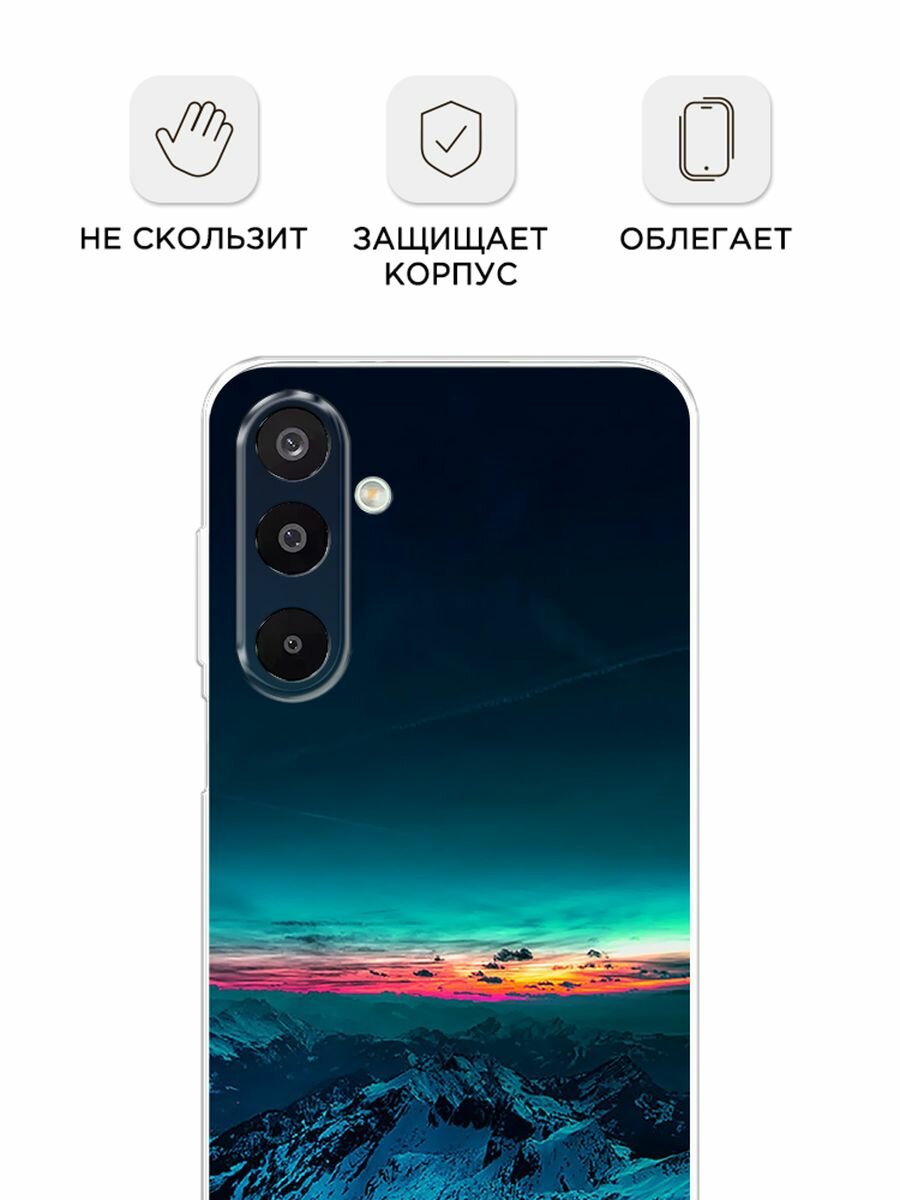 Чехол на Samsung Galaxy M16 / Самсунг Галакси М16 с принтом "Закат в горах" — фото 1