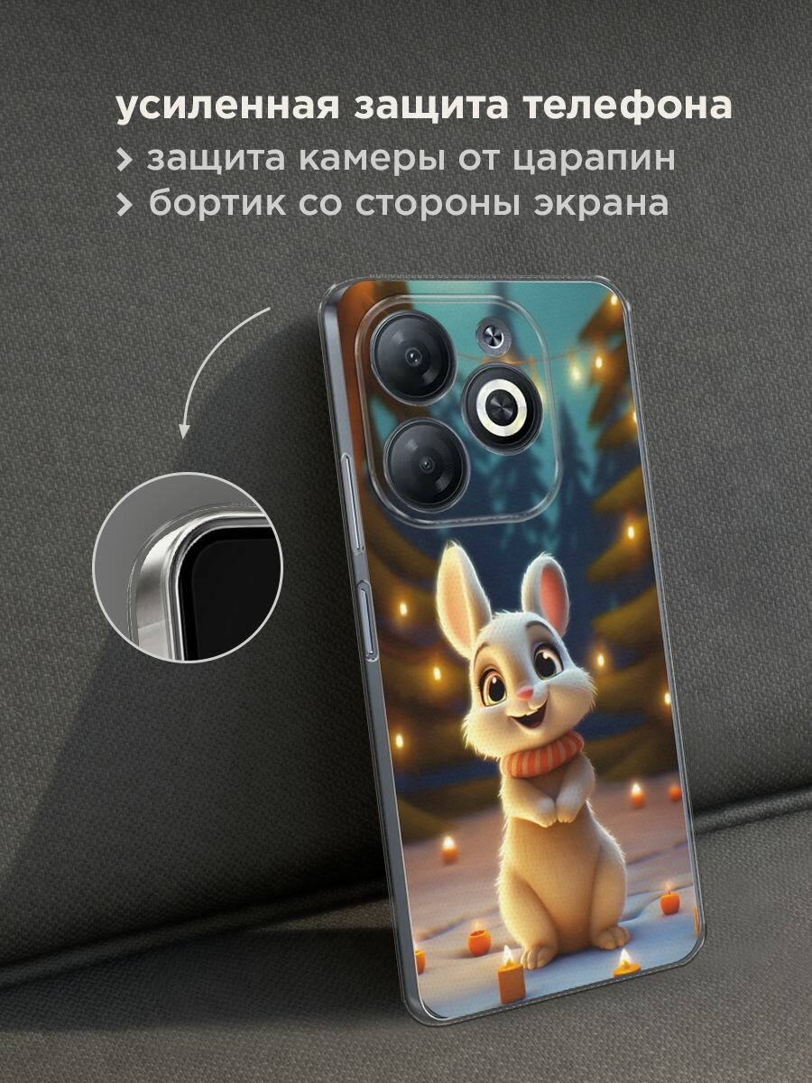 Чехол на Infinix Smart 8 Plus / Инфиникс Смарт 8 Плюс с принтом "Кролик среди свечей" — фото 1
