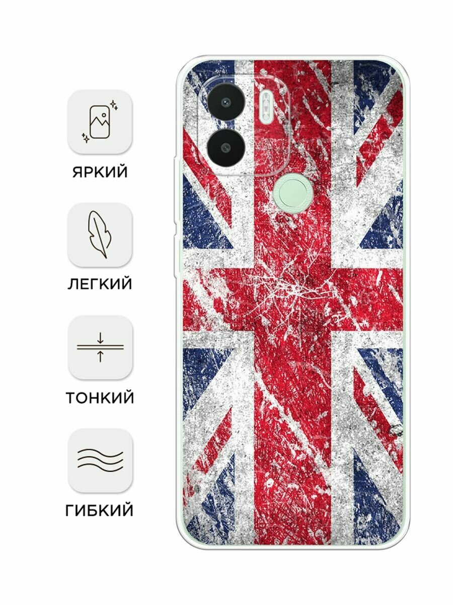 Чехол на Xiaomi Redmi A1+/Redmi A2+/Poco C51/C50 / Редми A1+ с принтом "Флаг британский" — фото 1