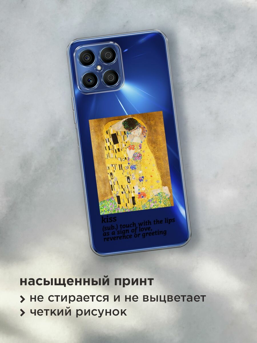 Чехол на Honor X8 / Хуавей X8 с принтом "The kiss", прозрачный — фото 1